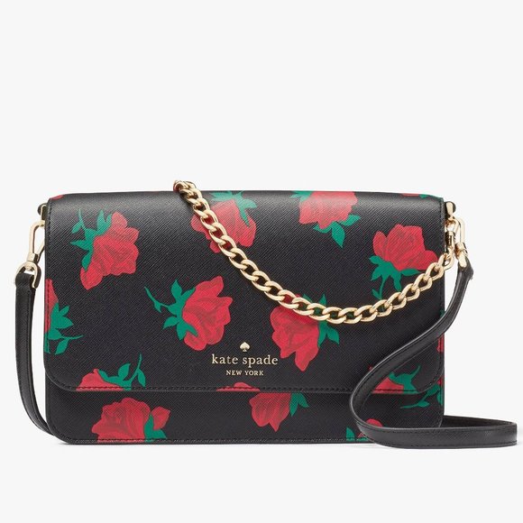 kate spade | Bags | New Kate Spade Madison Rose Toss Printed Flap ...